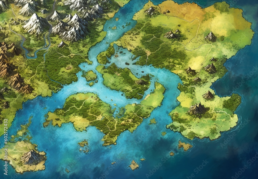 Fantasy map for a game, game board, generative ai Stock Illustration ...