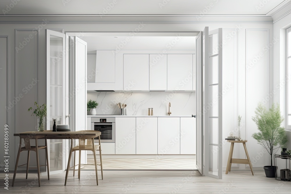 White interior design, architect designer concept, blurry background ...