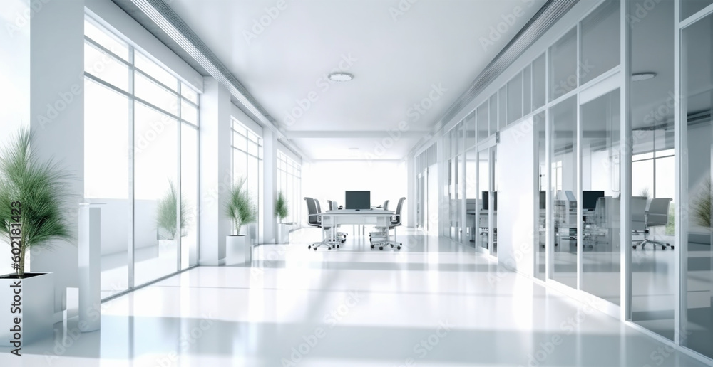 Abstract light white blurred office background without people - AI ...