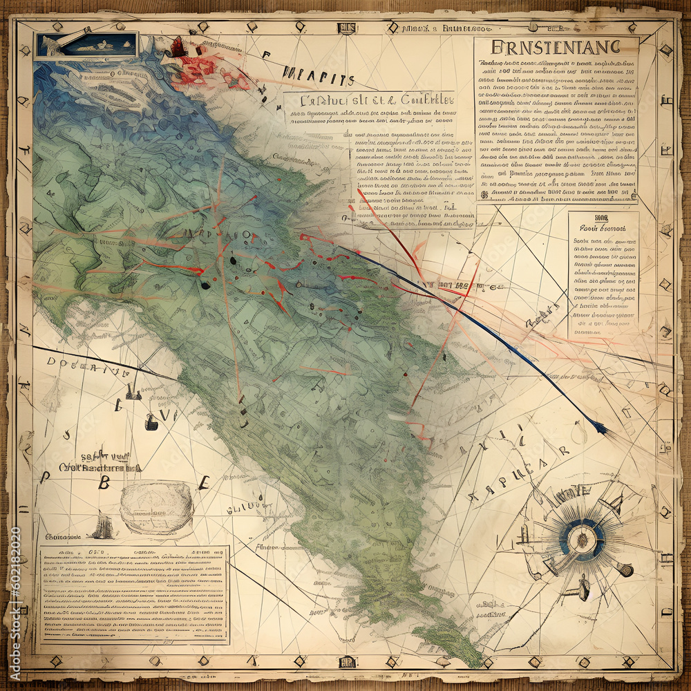 old map. Classified information showing a tectonic weapon which causes ...
