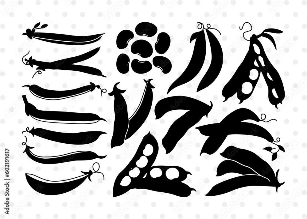 Beans Silhouette, Beans SVG, Bean Seeds Svg, Food Item Svg, Kidney Bean ...