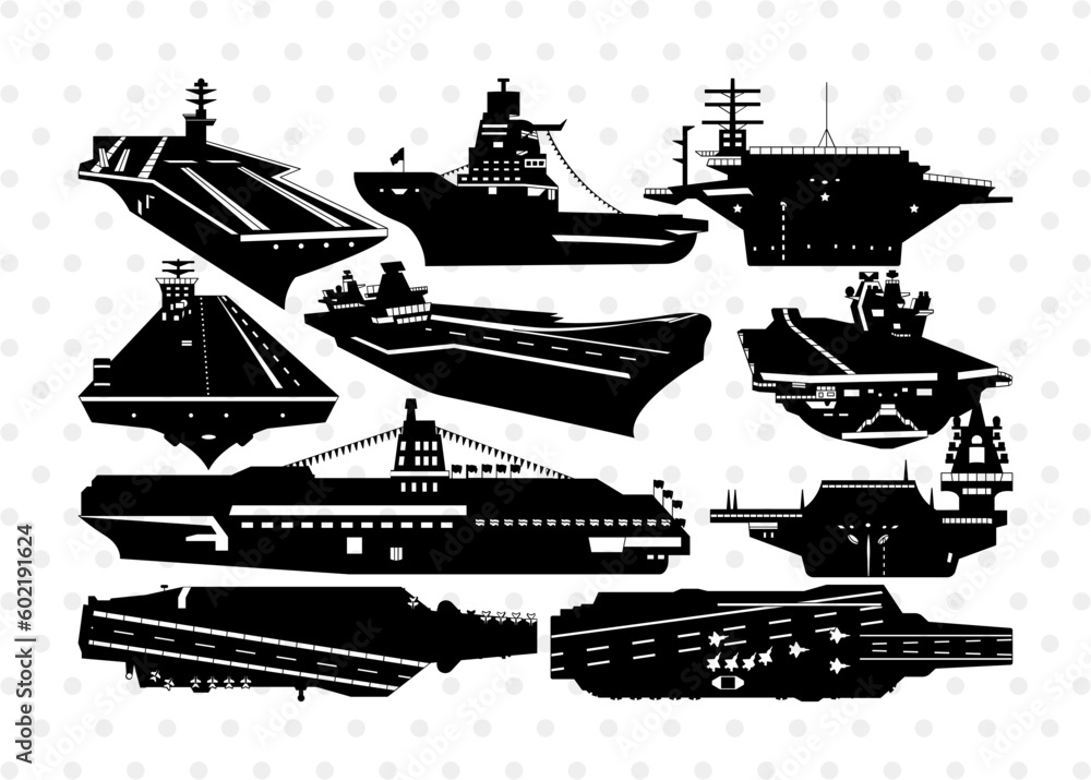 Aircraft Carrier Silhouette, Aircraft Carrier SVG, Navy Svg, Largest ...