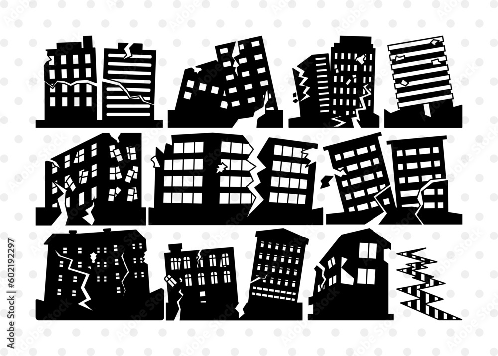 Vetor de Earthquake Silhouette, Earthquake SVG, Natural Disasters Svg ...