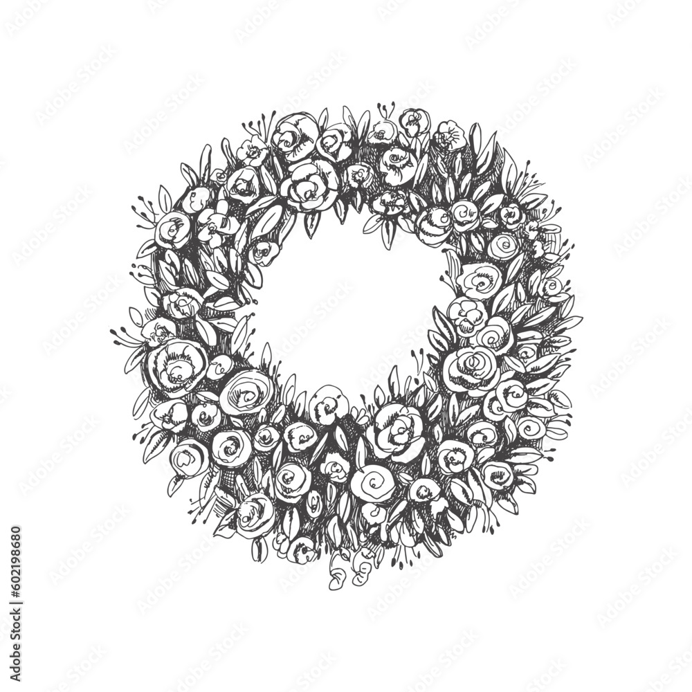 Funeral mortuary mourning flower wreath isolated on white background ...