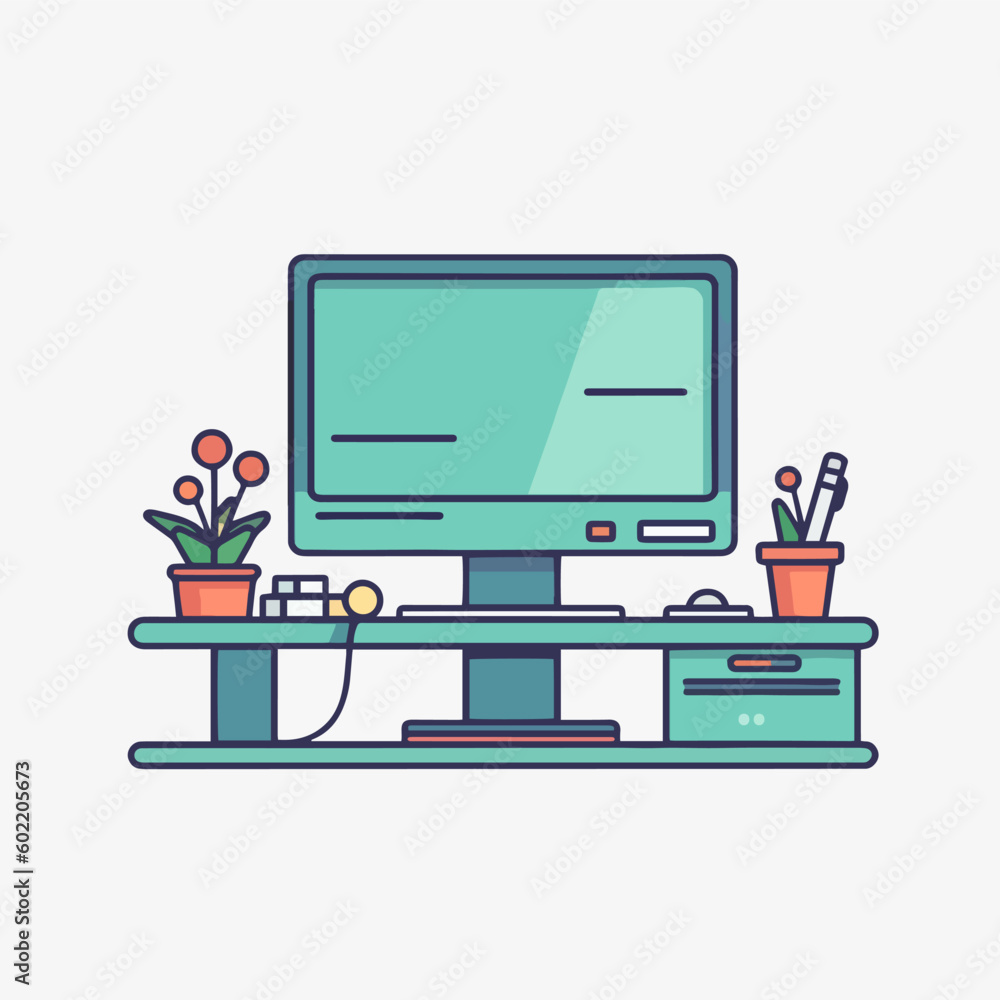 Illustration of computer vector cartoon icons, with a flat style for ...