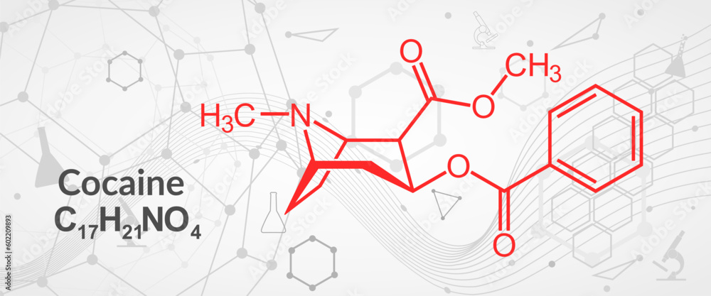 Vetor de Cocaine stimulant drug molecule. Skeletal formula. do Stock ...