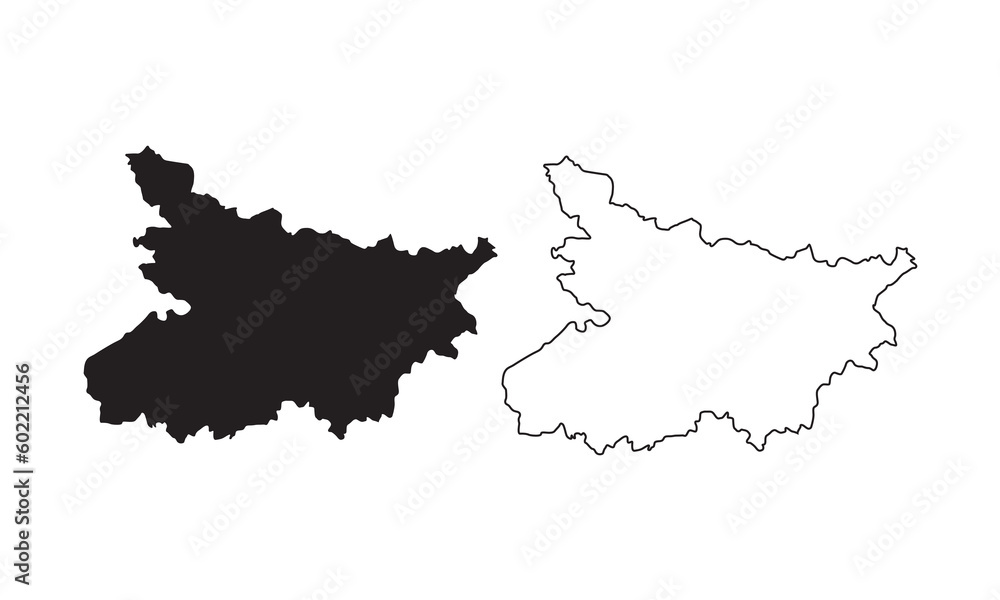 Bihar map vector silhouette isolated on white. One of the states of ...