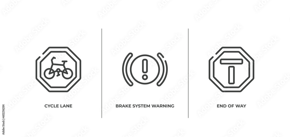 traffic signs outline icons set. thin line icons sheet included cycle ...