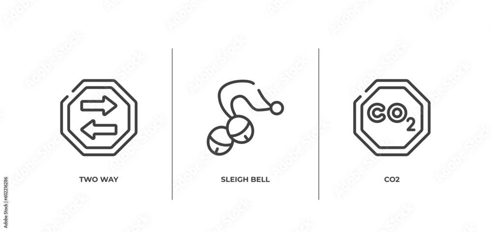 universal warning signals outline icons set. thin line icons sheet ...