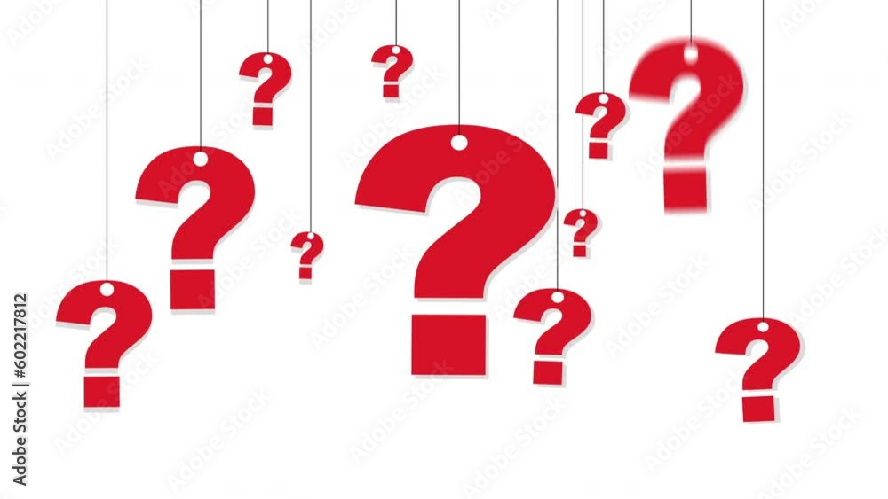 Question marks animated and hanging on white background Stock Video ...