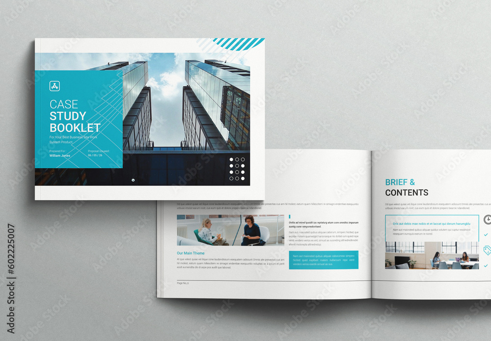 Case Study Booklet Template Landscape Stock Template | Adobe Stock