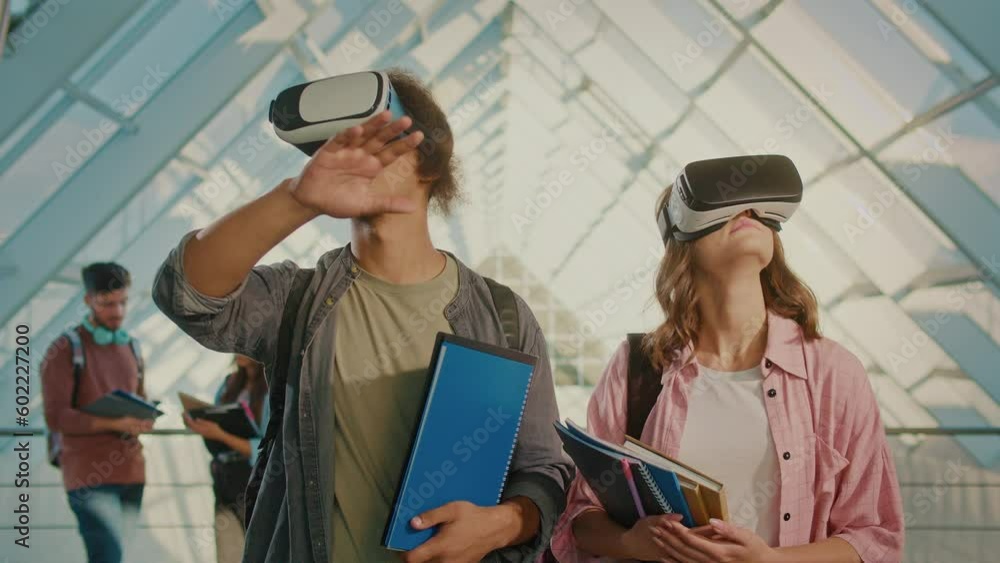 Students Wearing VR Headsets. Virtual Reality Learning Concept ...