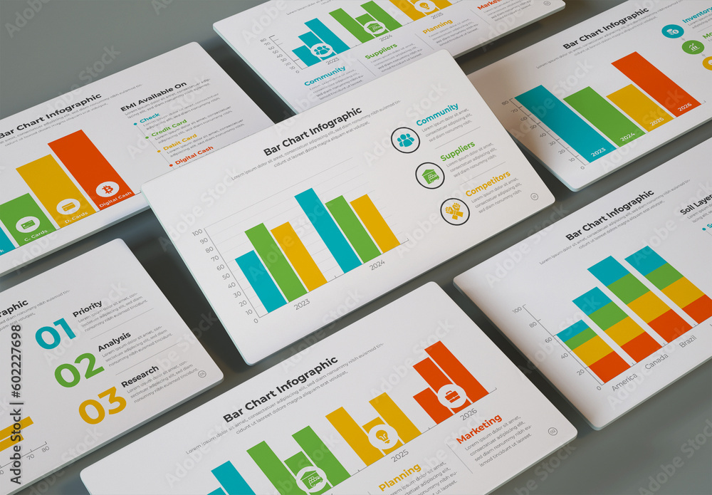 Multiple Bar Chart Infographic Layout Stock Template Adobe Stock