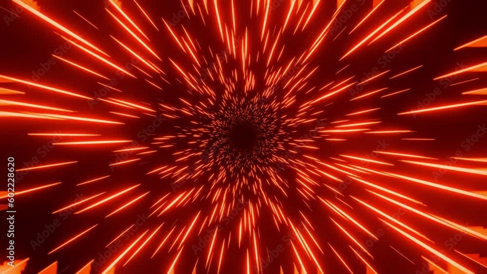 Red hyperdrive light speed tunnel. abstract creative cosmic sci-fi 3D ...