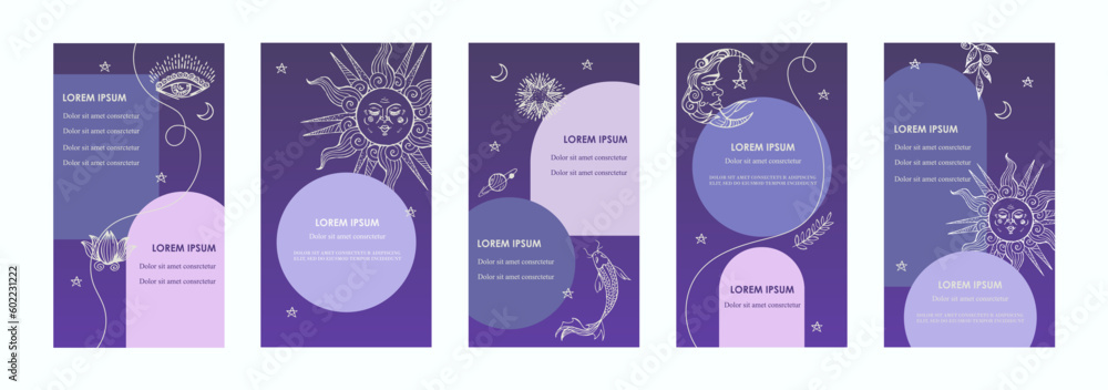 Social media templates. Mystical and astrological symbols. Set of ...