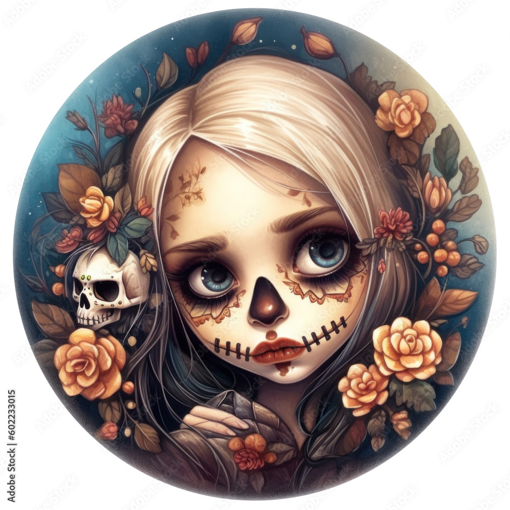 Santa Muerte girl, Generative AI Stock Illustration | Adobe Stock