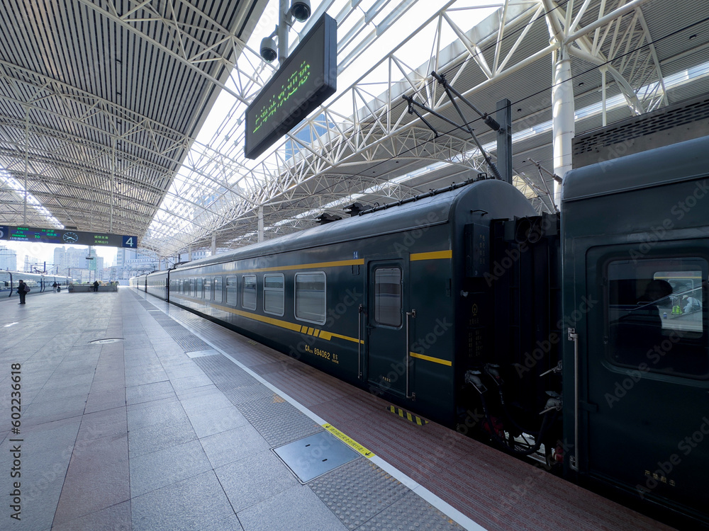 Shanghai-China- May 14,2023: Shanghai Railway Station platform design ...
