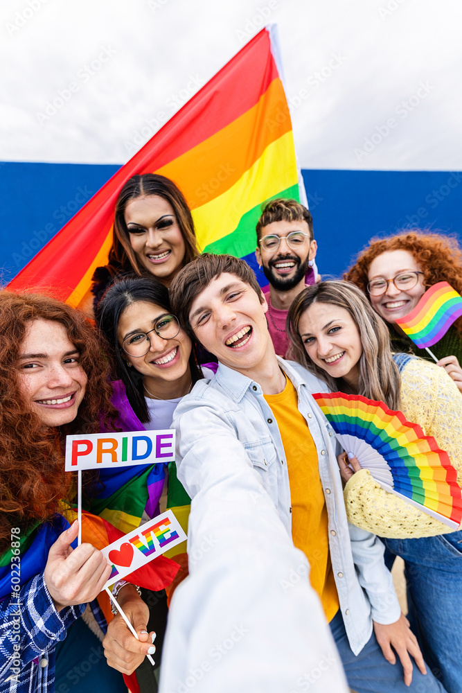 LGBTQ community people celebrating gay pride day festival taking ...