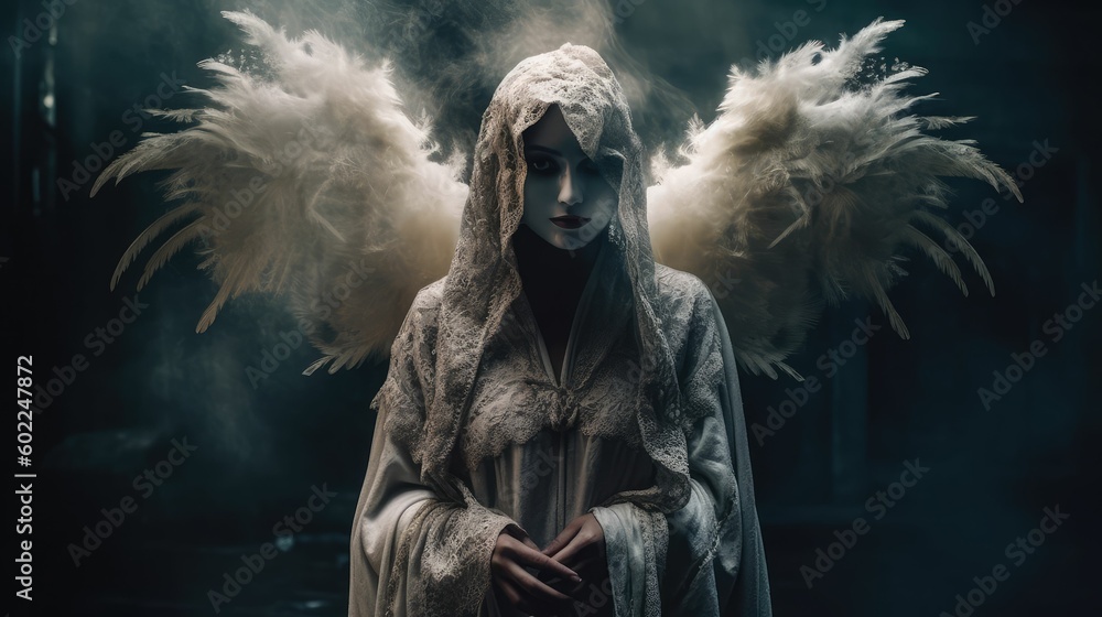 The Haunting Mystery of an Angel by Generative AI Stock Illustration ...