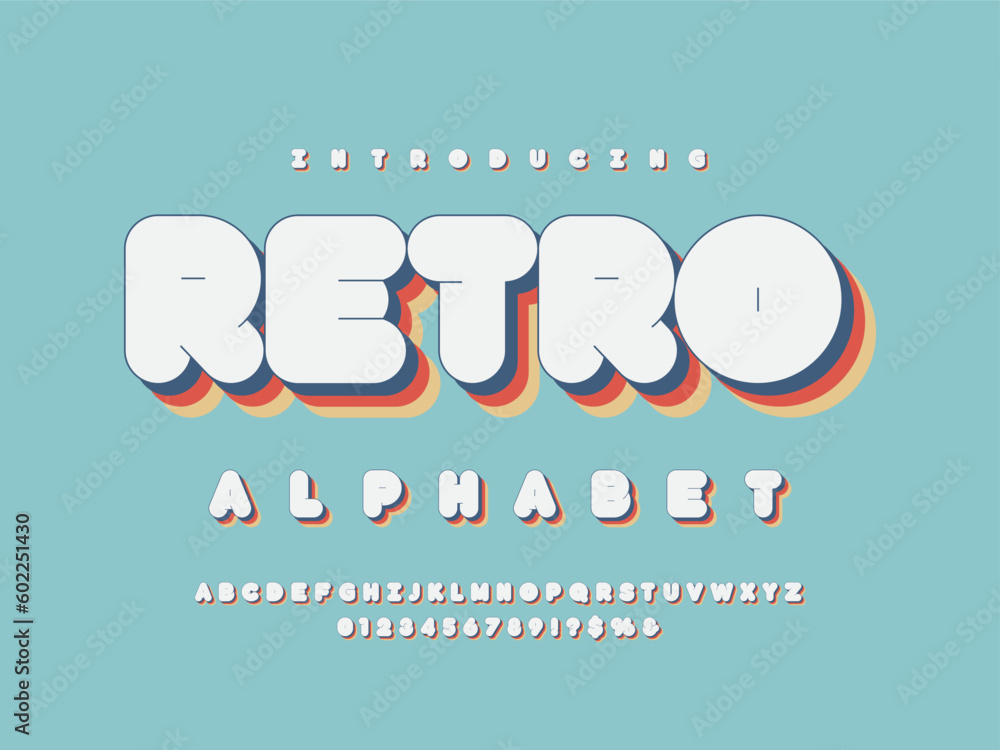 Vector of stylized chunky alphabet design with uppercase, numbers and ...