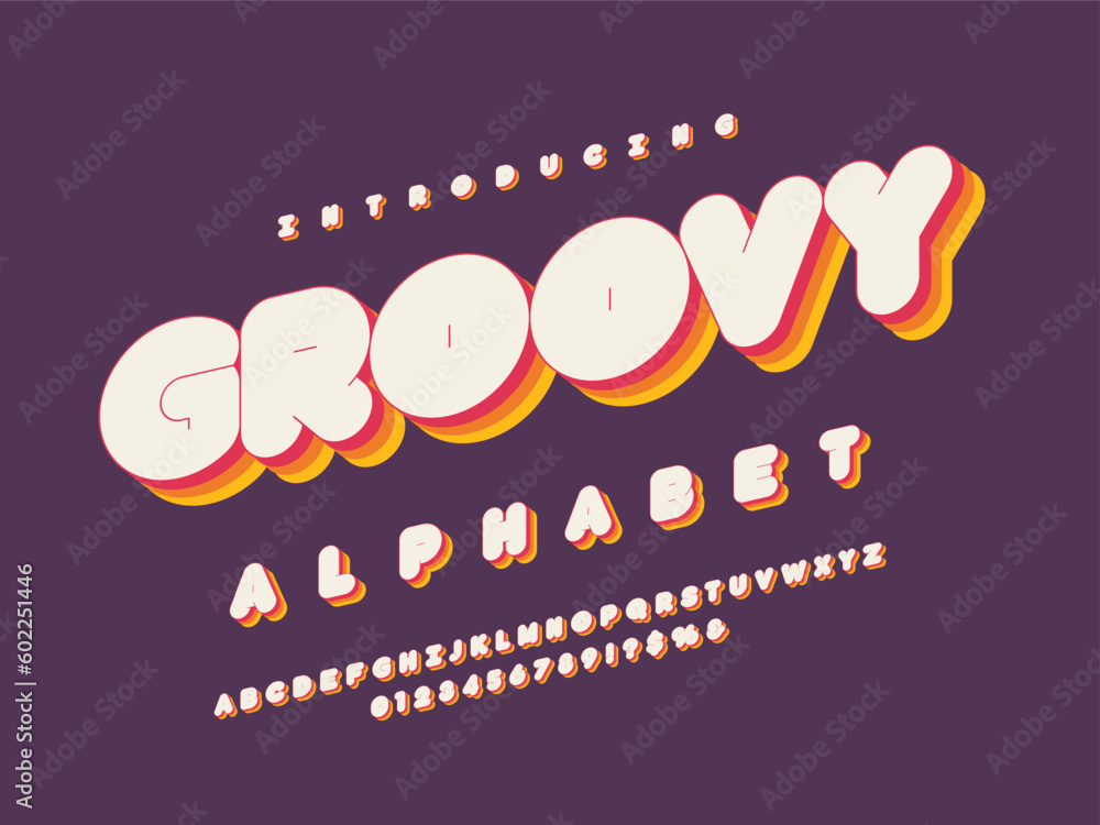 Vector of stylized chunky alphabet design with uppercase, numbers and ...
