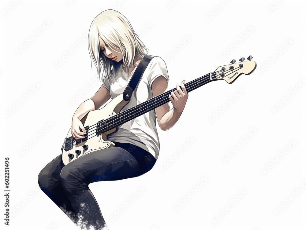 Cartoon Photo of Woman Playing Music Instrument in Anime Japanese Style ...