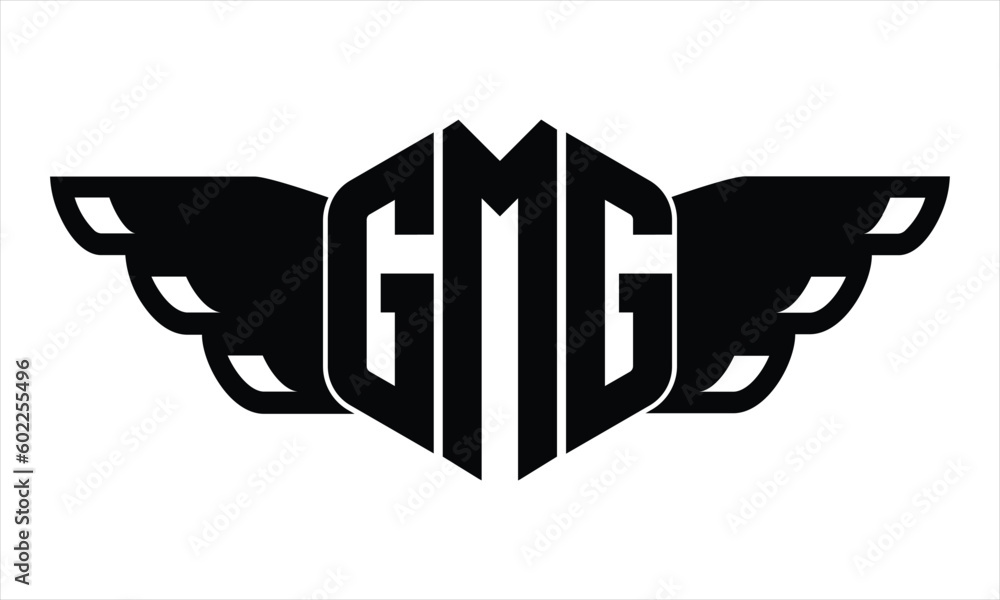 GMG three-letter butterfly iconic logo design vector template | polygon ...