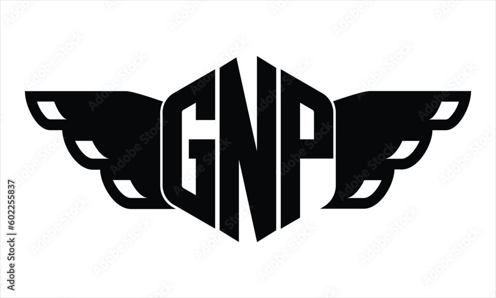 GNP three-letter butterfly iconic logo design vector template | polygon ...