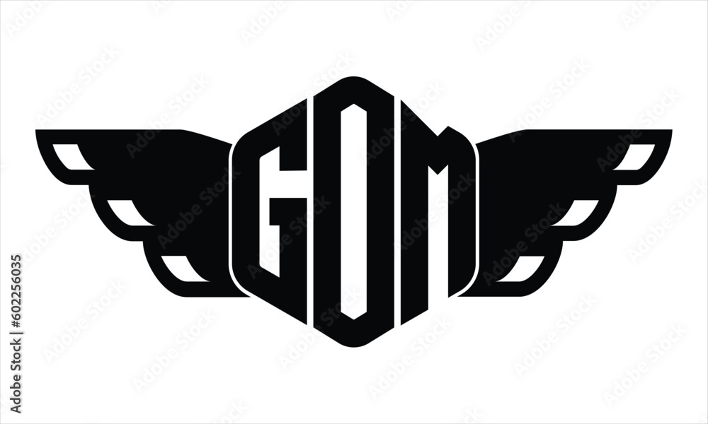 GOM three-letter butterfly iconic logo design vector template | polygon ...