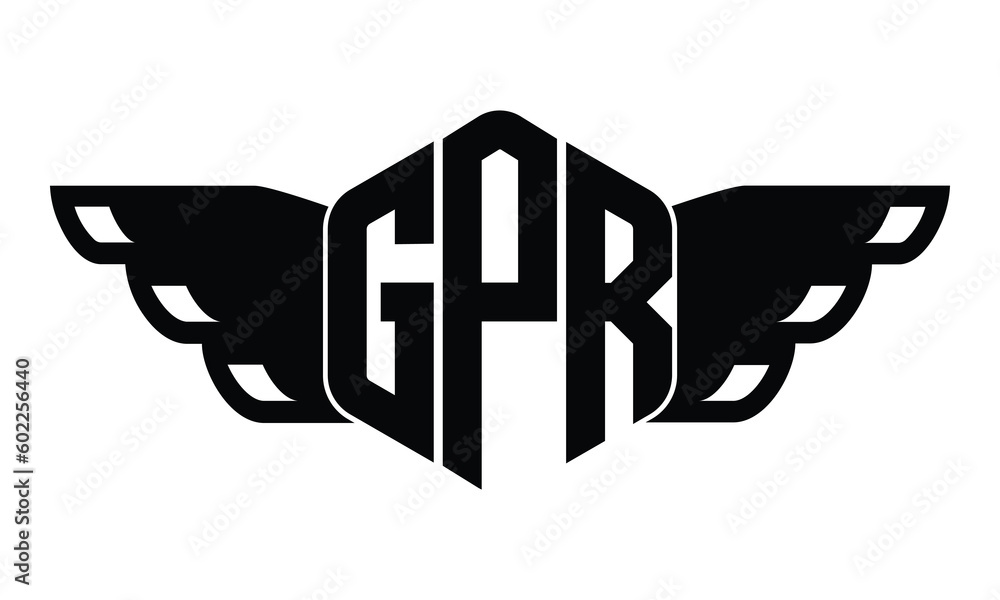 GPR three-letter butterfly iconic logo design vector template | polygon ...