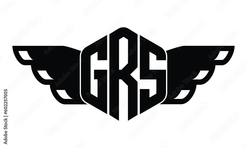 GRS three-letter butterfly iconic logo design vector template | polygon ...