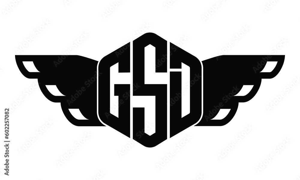 GSD three-letter butterfly iconic logo design vector template | polygon ...