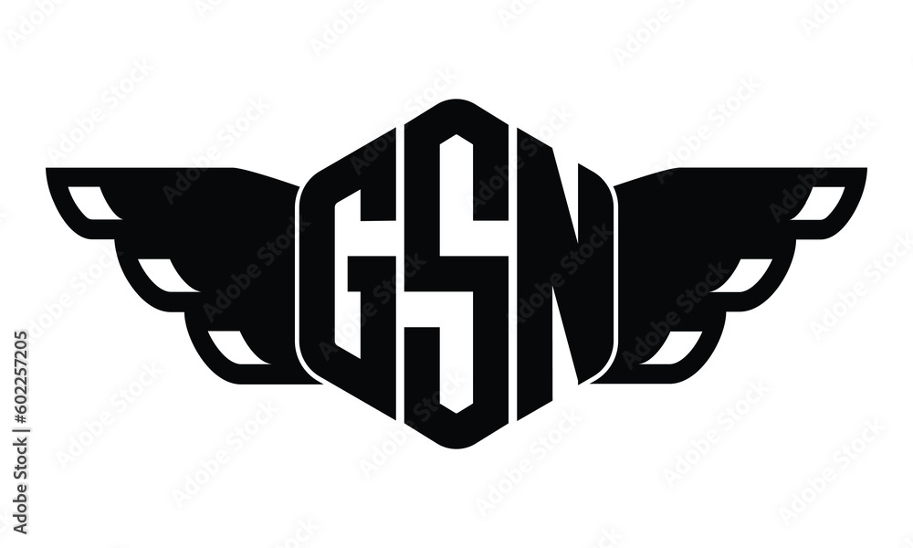 GSN three-letter butterfly iconic logo design vector template | polygon ...