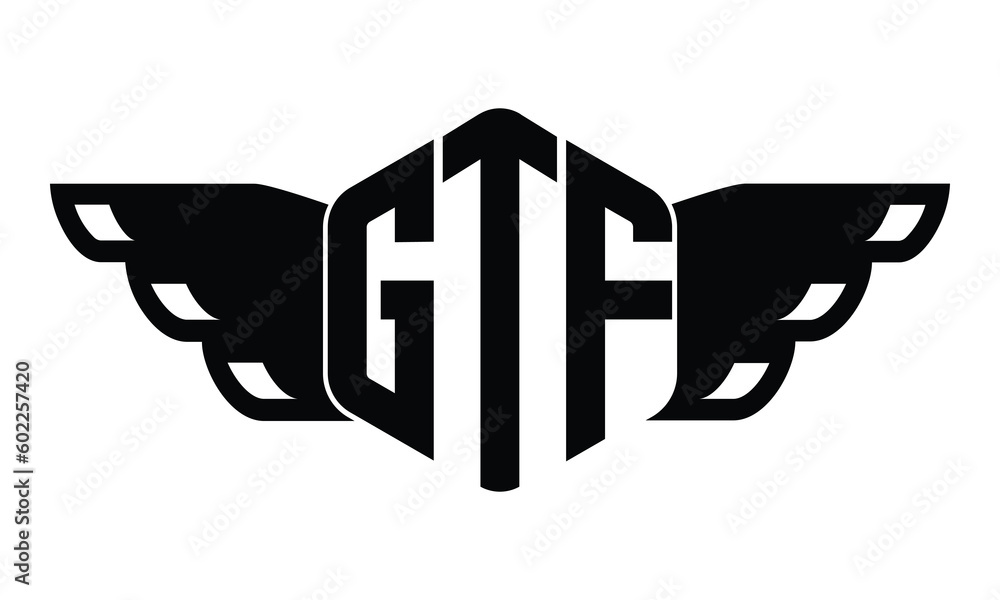 GTF three-letter butterfly iconic logo design vector template | polygon ...