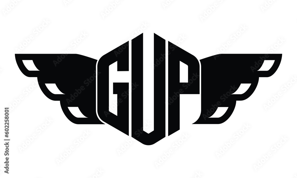 GUP three-letter butterfly iconic logo design vector template | polygon ...
