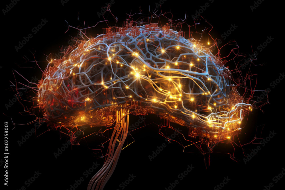 Artificial intelligence neural networks brain concept. Generative AI ...