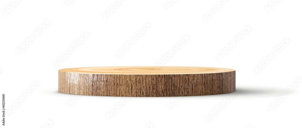 Wooden circle board plate white background. Kitchen stand tray wood ...