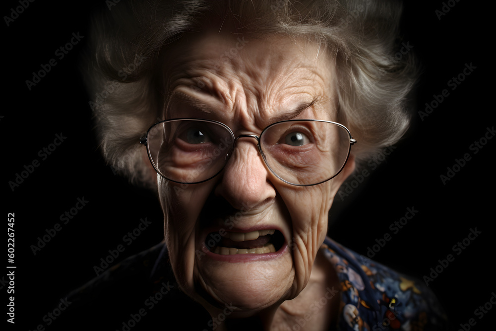An old woman who is extremely angry and furious. Generative AI Stock ...