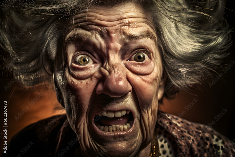 An old woman who is extremely angry and furious. Generative AI Stock ...