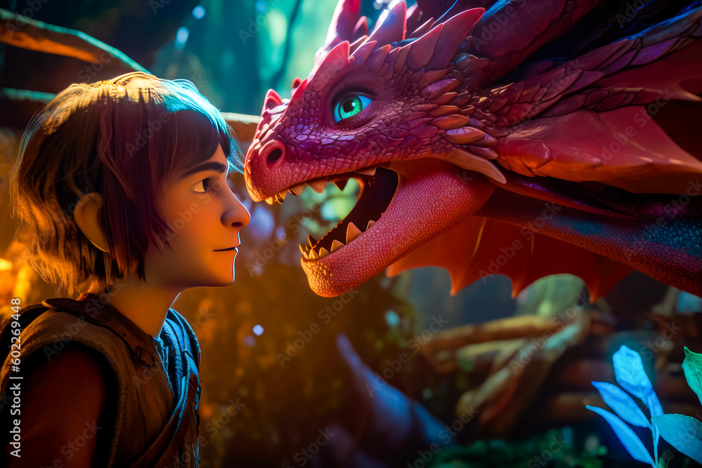 Boy and dragon in scene from the movie how to train your dragon ...
