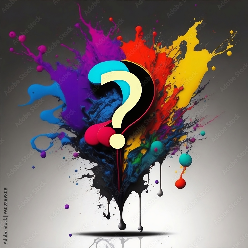 Question mark mural made with splash art Stock Illustration | Adobe Stock