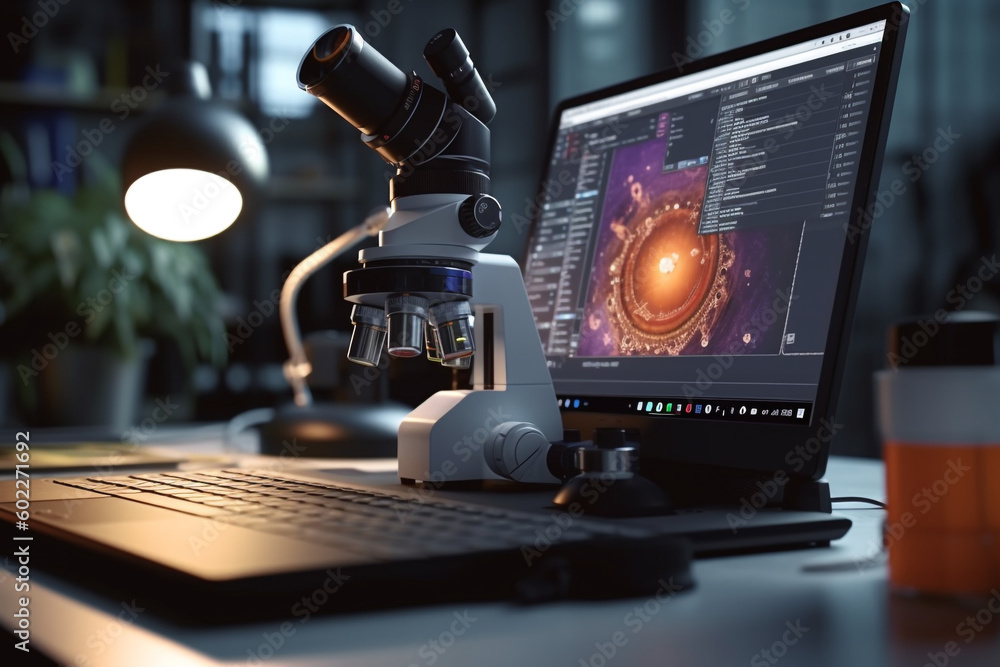 Laptop Microscope and laptop setup for scientific research and analysis ...