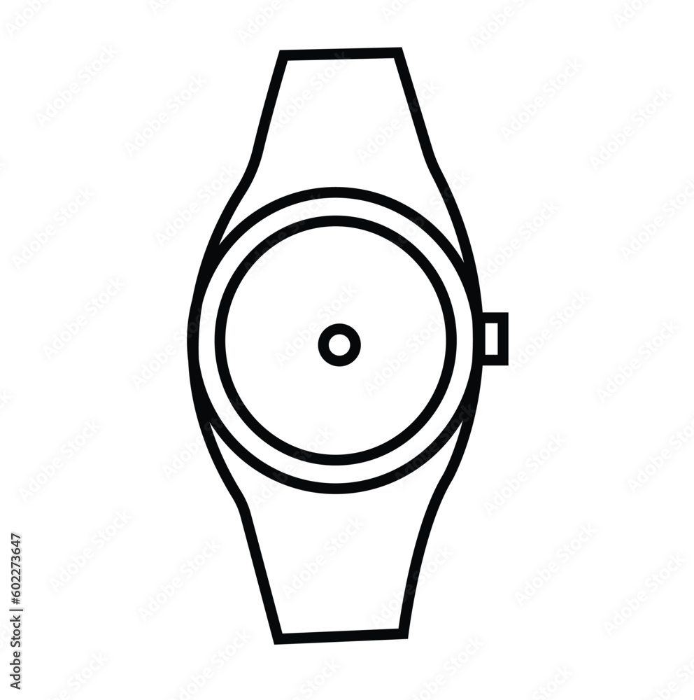 Outline image of a watch. Hand drawn doodle illustration, black image ...