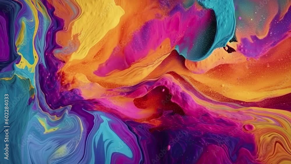 Abstract thick paint motion video background moving slowly, colored ...