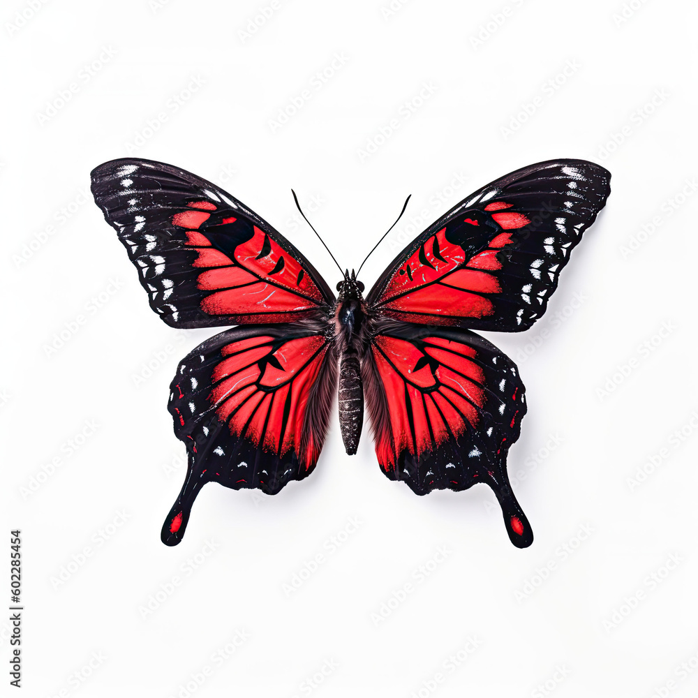 Red butterfly isolated on white background Stock Illustration | Adobe Stock