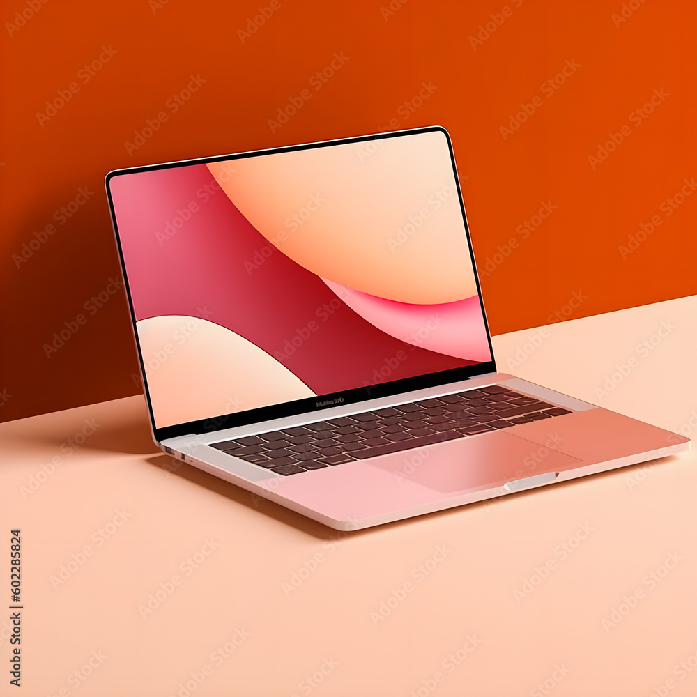 Contemporary Laptop Mockup: Trendy Background, Realistic and High ...