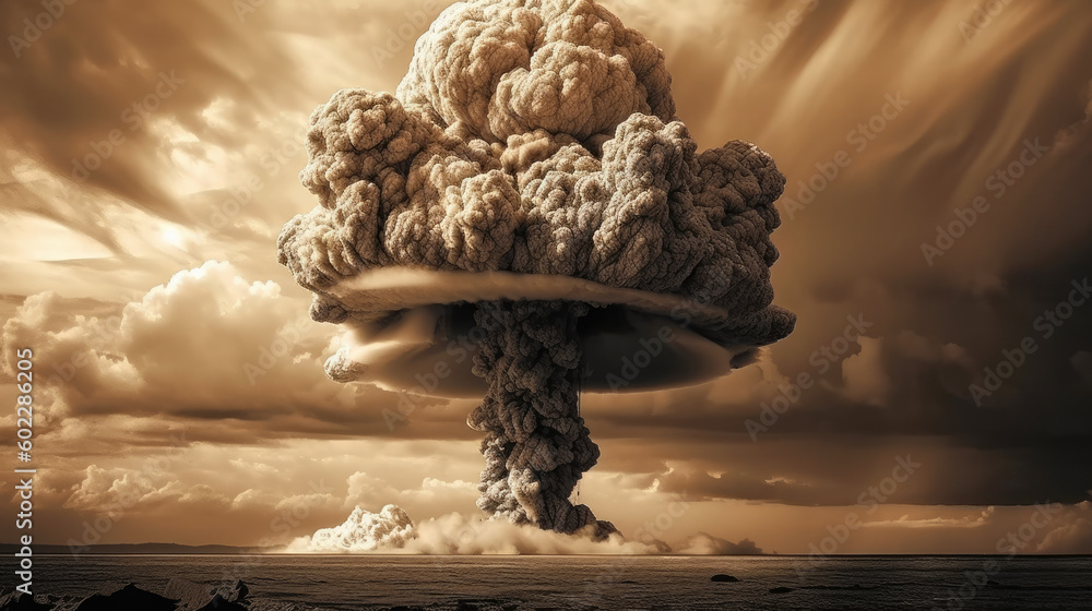 Illustration Powerful mushroom-shaped explosion in high resolution ...