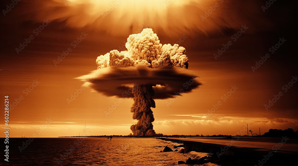 Illustration Powerful mushroom-shaped explosion in high resolution ...