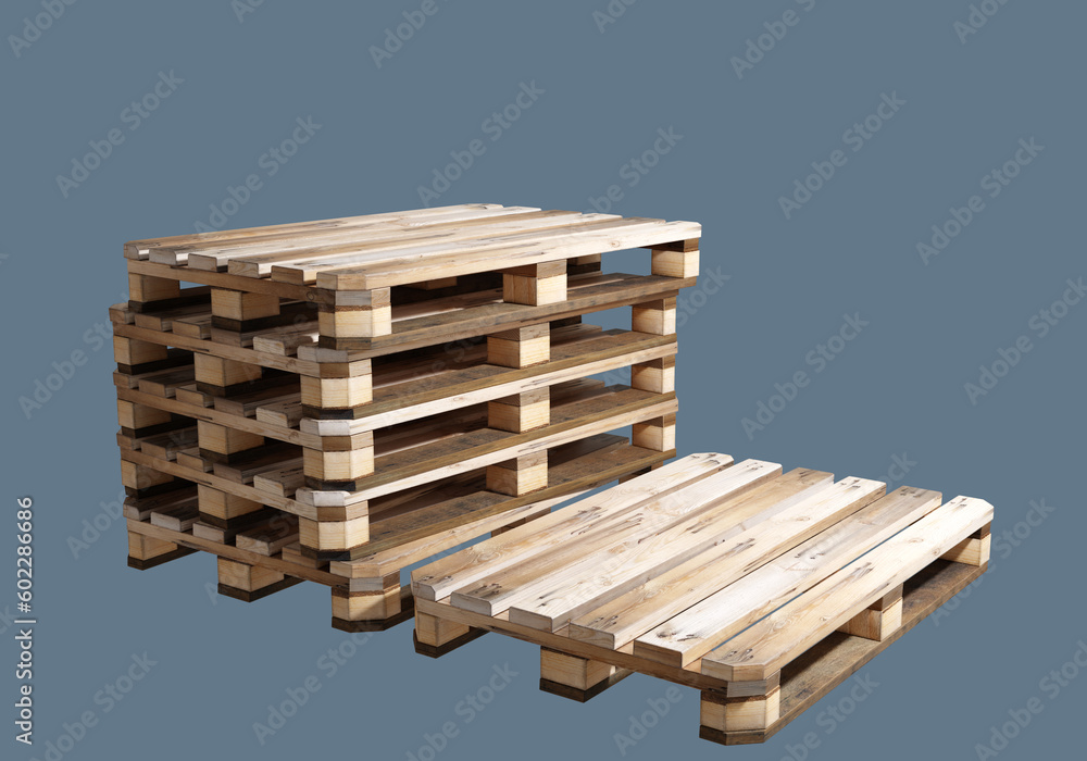 Warehouse pallets. Europallets for storage of goods. Pallets isolated ...