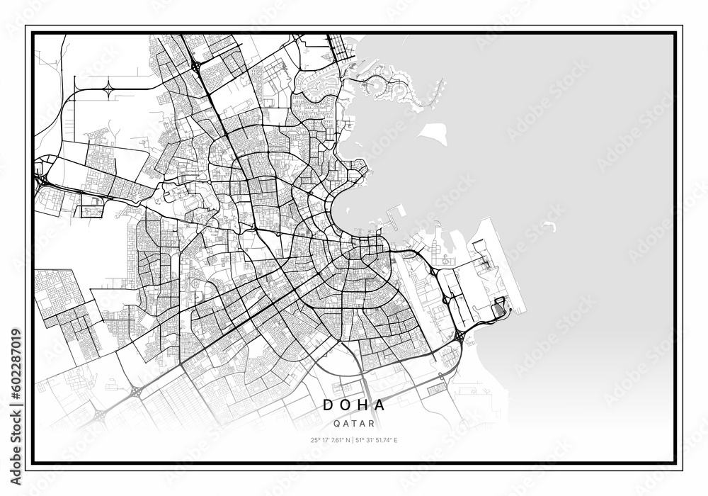 Doha Map Minimalist Map Doha Print Doha Poster Doha Art Modern Map Print Map Of Doha